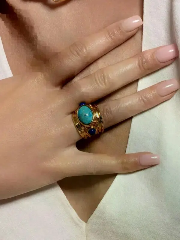 Gas Bijoux Simone Ring With Amazonite And Malachite