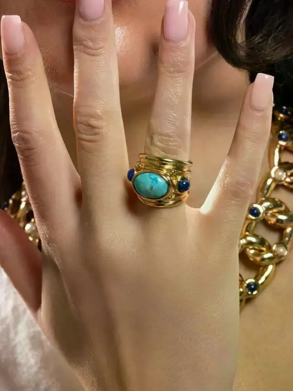Gas Bijoux Simone Ring With Amazonite And Malachite