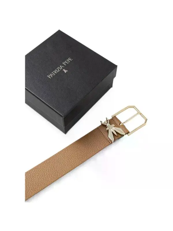 Patrizia Pepe Fly-plaque Grained-leather Belt - Neutrals