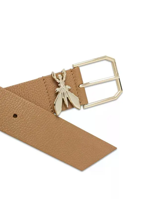 Patrizia Pepe Grained Leather Belt With Fly Plaque - Neutrals