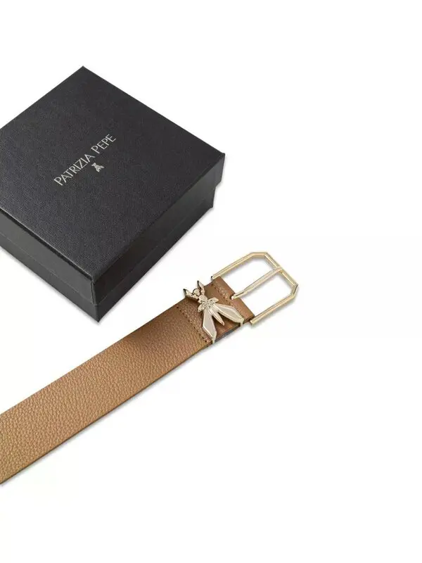 Patrizia Pepe Grained Leather Belt With Fly Plaque - Neutrals