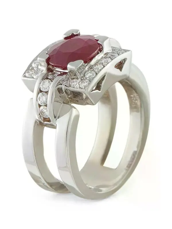LB EXCLUSIVE Ruby And Diamond Cocktail Ring - Silver