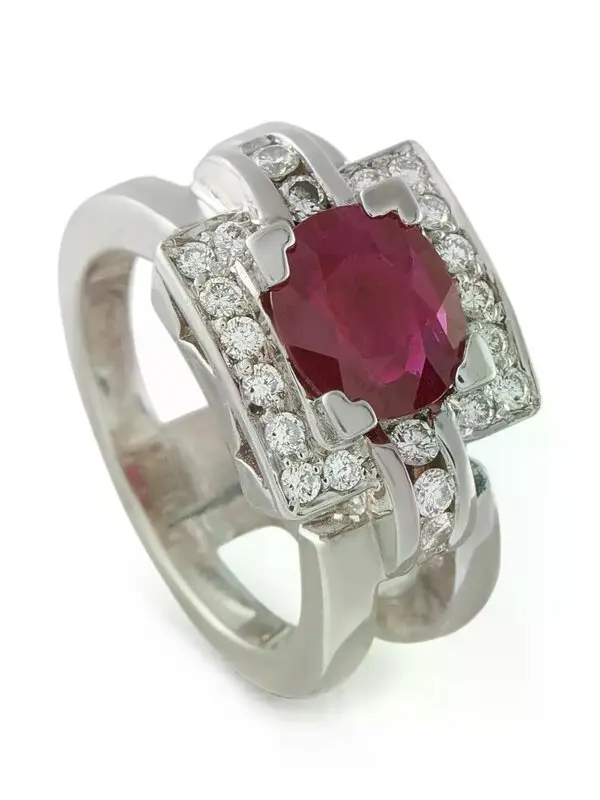 LB EXCLUSIVE 18k White Gold Oval Ruby And Diamond Ring