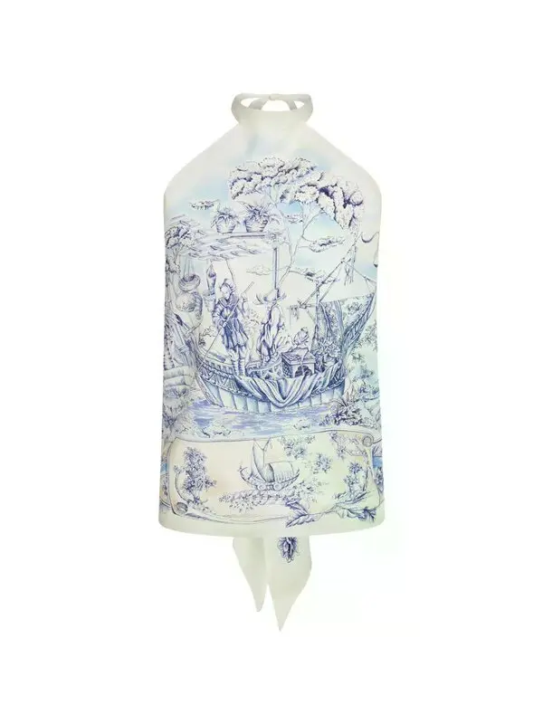 FERRAGAMO Voyage-print Foulard Top - Neutrals