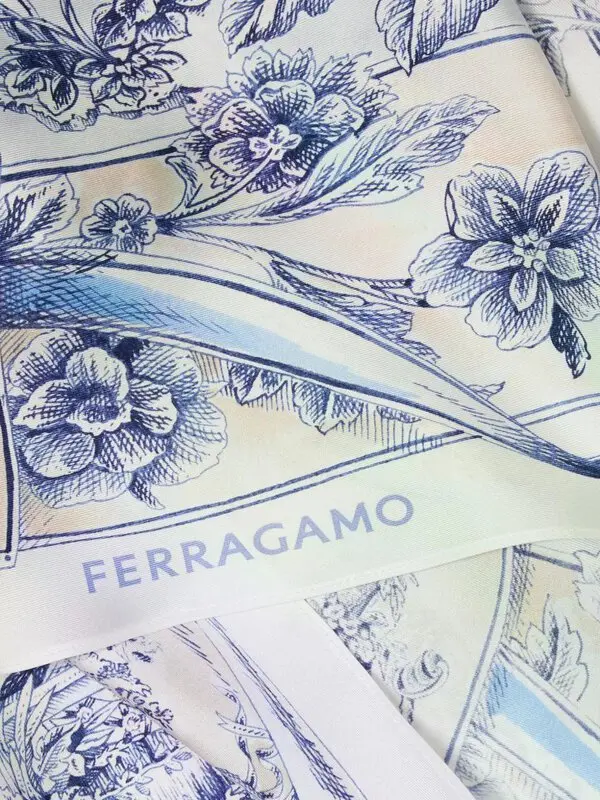 FERRAGAMO Printed Silk Foulard Top - Neutrals