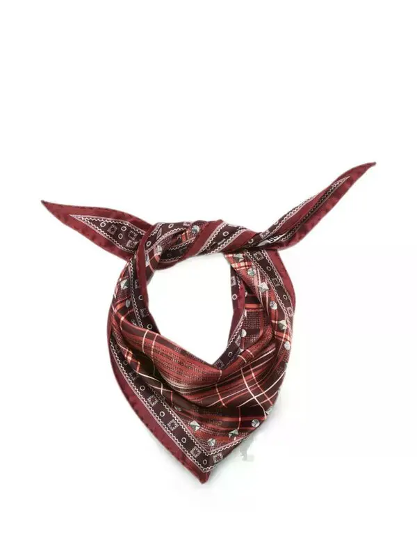 Acne Studios Stud-embellished Checked Scarf - Red