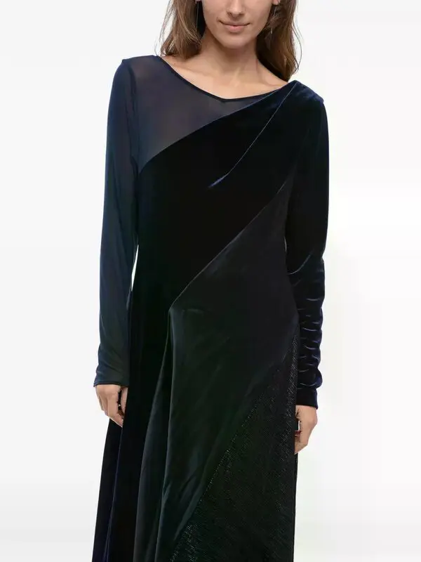 Talbot Runhof Satin Velvet Maxi Dress - Blue
