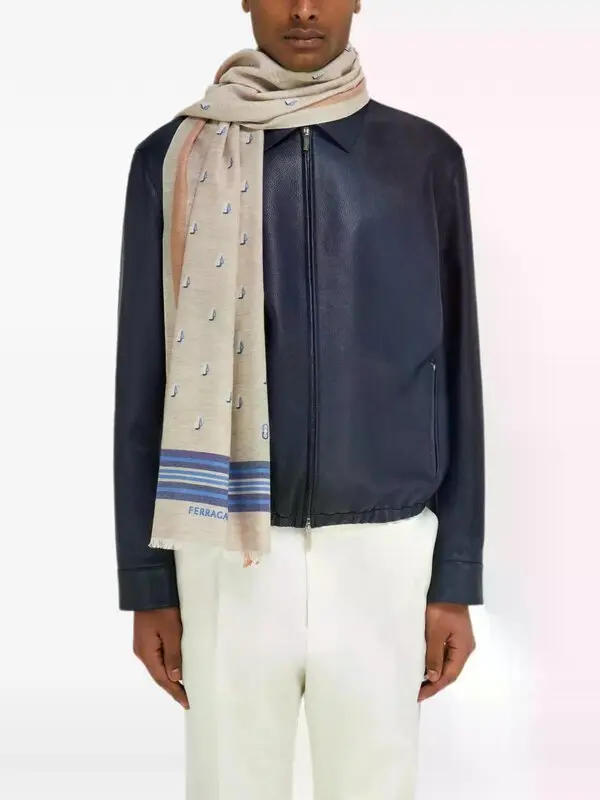 FERRAGAMO Jacquard Scarf - Neutrals