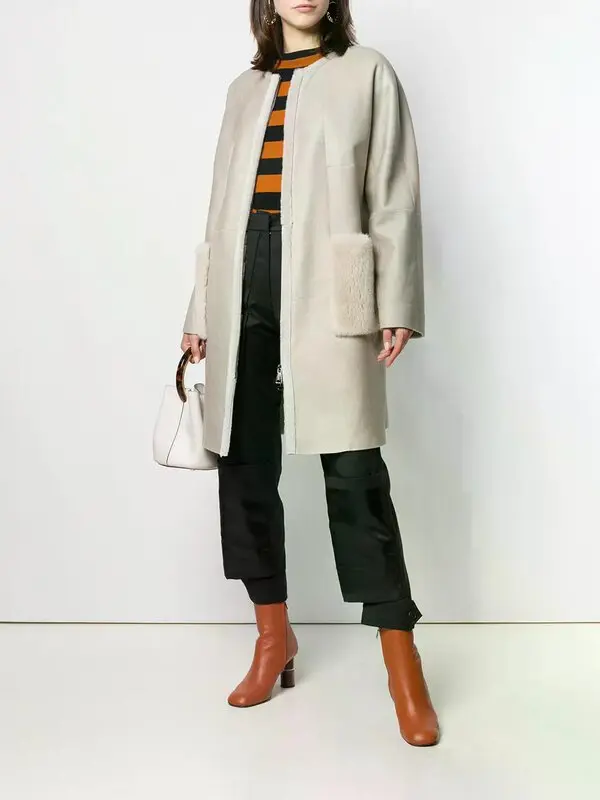 MANZONI 24 Straight-cut Coat With Fur Trimmed Pockets