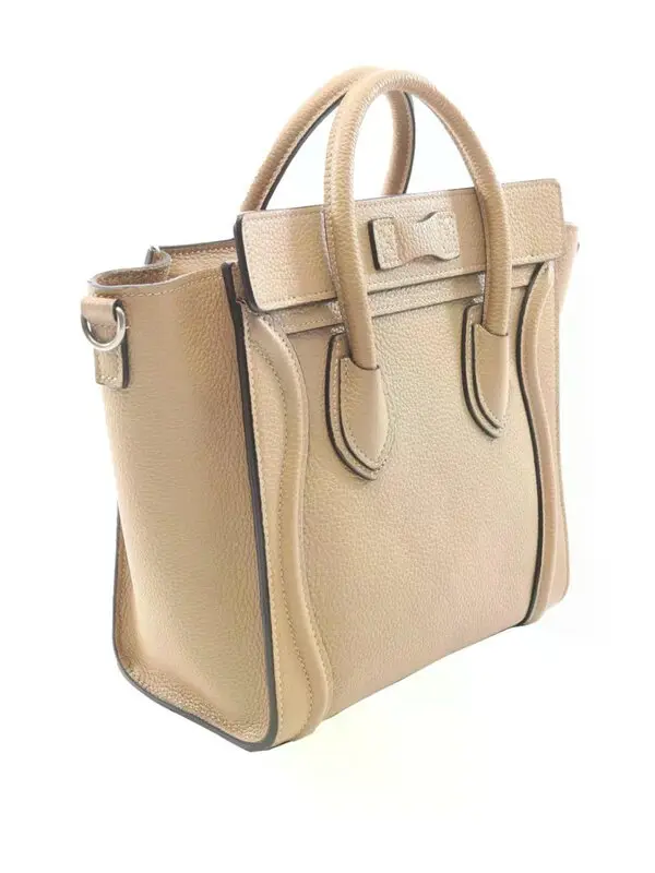 Celine 2000-2026 Nano Leather Luggage Tote Satchel - Neutrals
