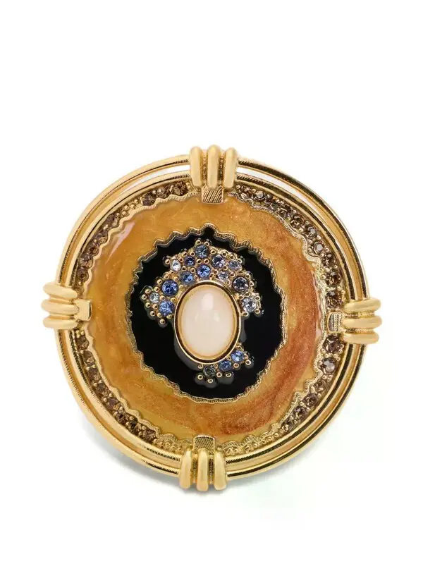 Roberto Cavalli Crystal-embellished Enamel Ring