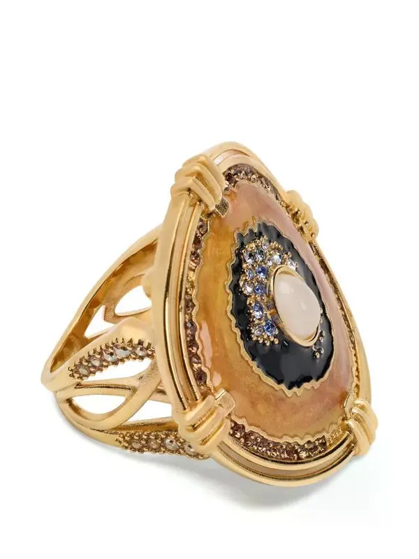 Roberto Cavalli Crystal-embellished Enamel Ring