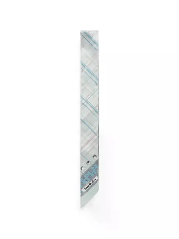 Acne Studios Check-print Studded Scarf - Blue