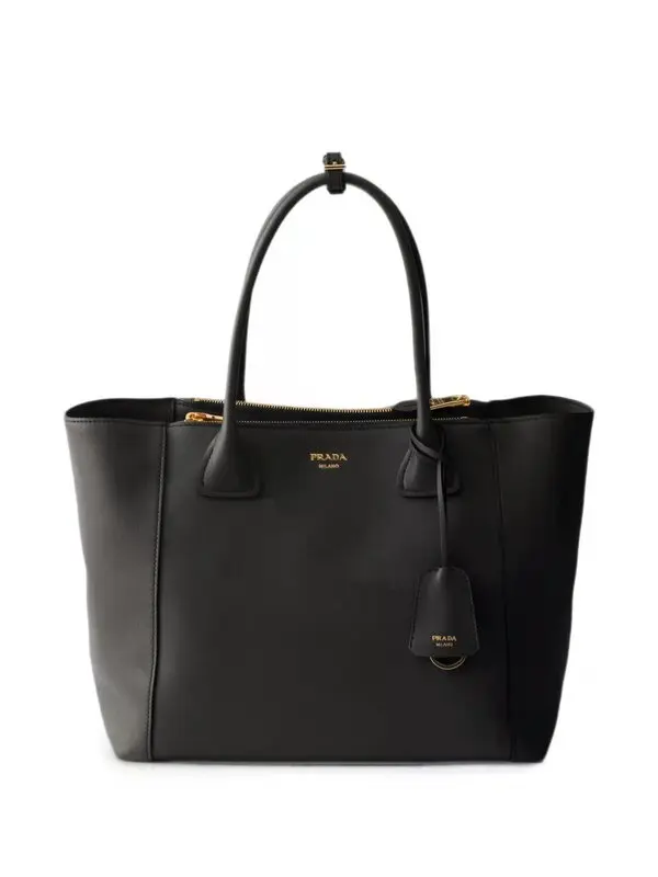 Prada Large Leather Tote Bag - Black