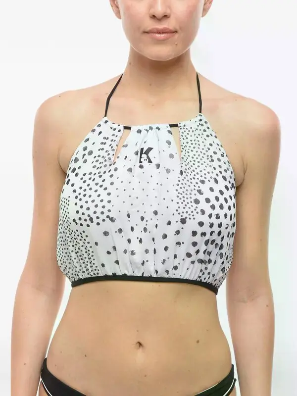 Karl Lagerfeld Patterned Crop Top - White