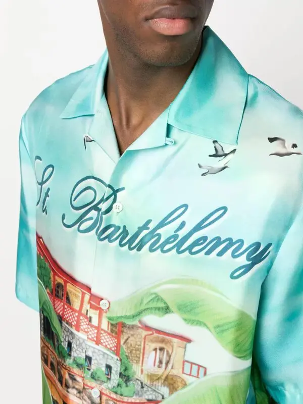 Amiri Eden Rock Silk Shirt - Blue