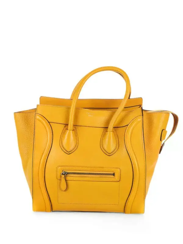 Celine Luggage Leather Tote Bag - Yellow