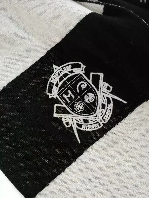 MSFTS Striped-pattern Embroidered-logo Scarf