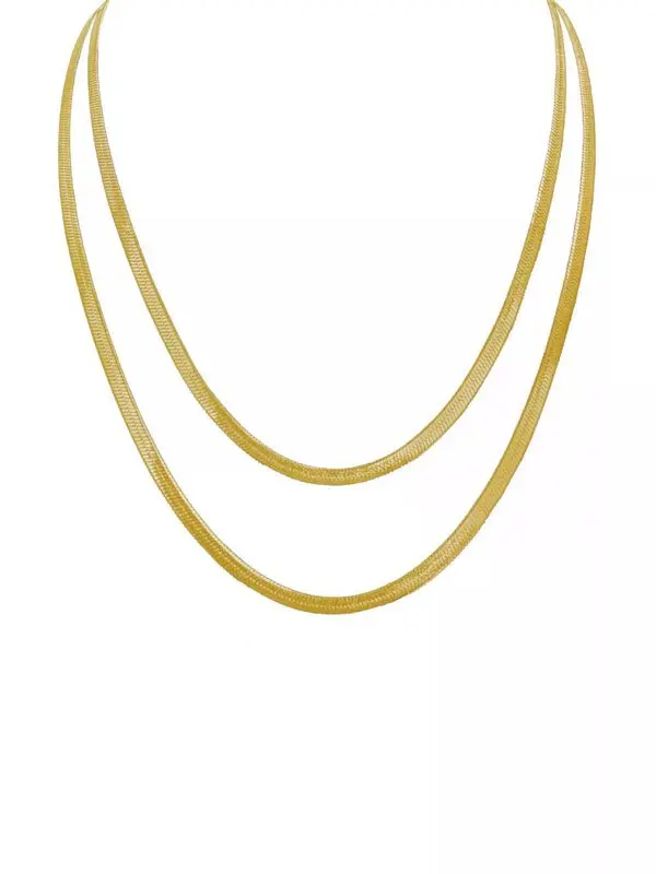 HZMER JEWELLERY Layered Herringbone Chain Necklaces - Gold