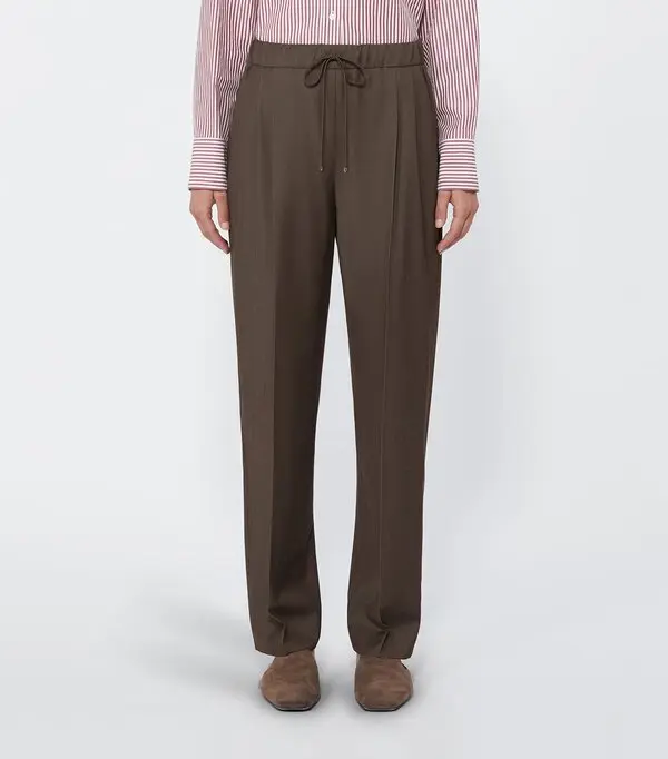 Max Mara Wool Gabardine Drawstring Trousers