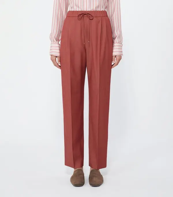 Max Mara Wool Gabardine Drawstring Trousers