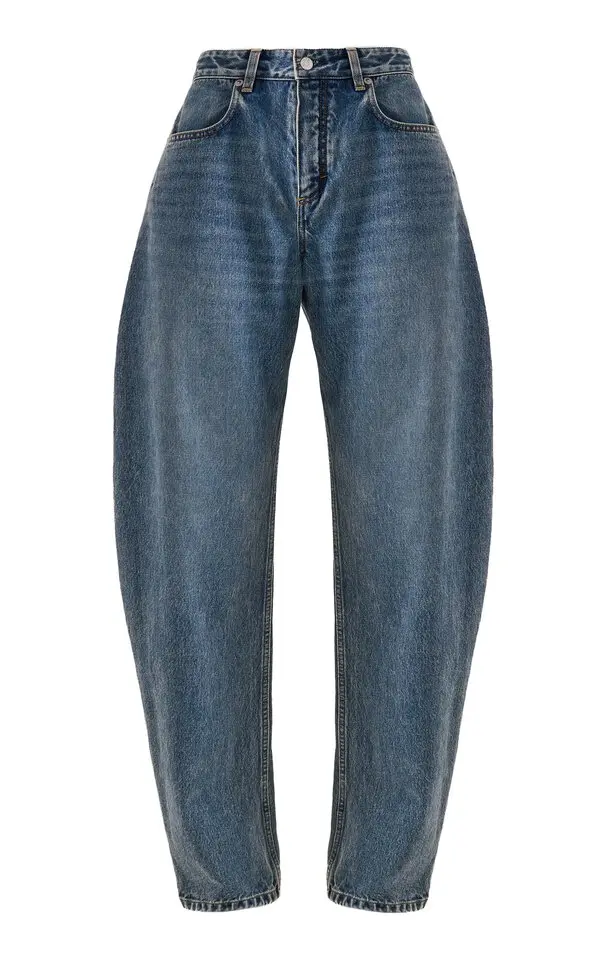 Alaïa Round Mid-rise Barrel-leg Jeans - Medium Wash
