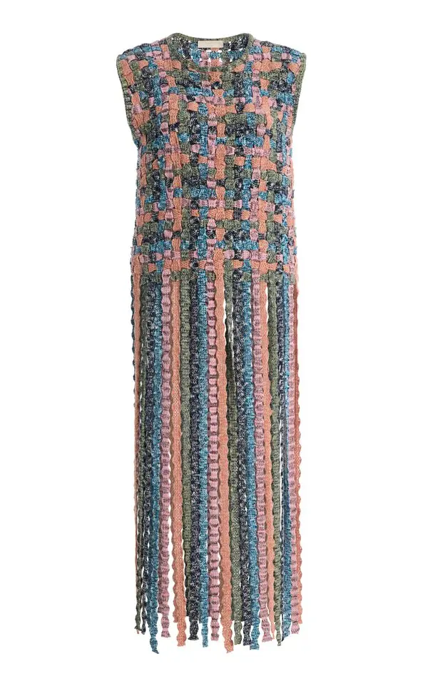 Ulla Johnson Victoria Fringed Macramé Cotton Knit Top - Multi
