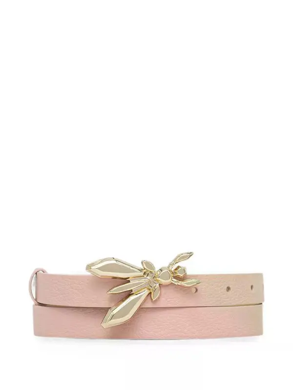 Patrizia Pepe Fly-plaque Pebbled-leather Belt - Pink