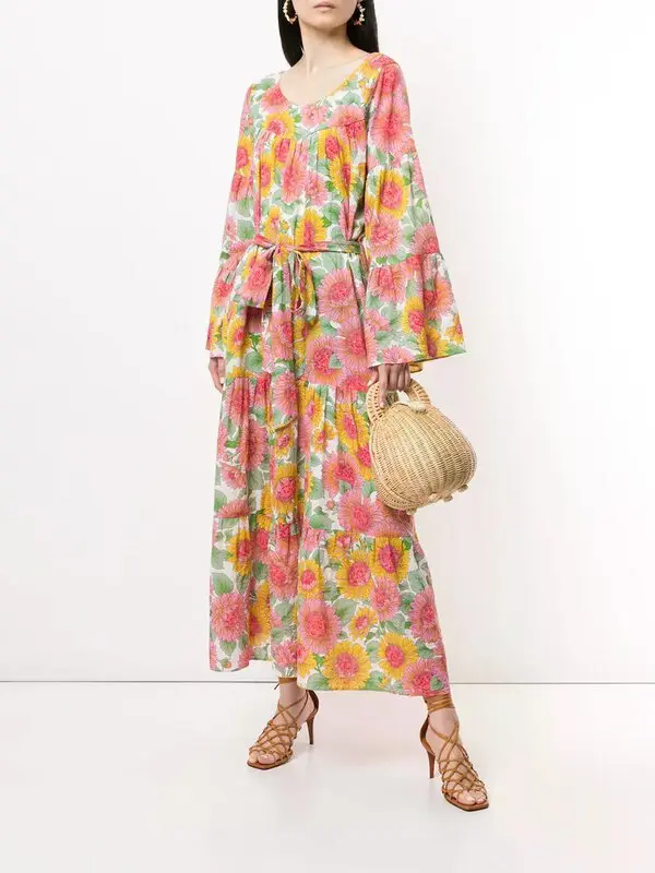 BAMBAH Sunflower Print Kaftan Dress - Multicolour