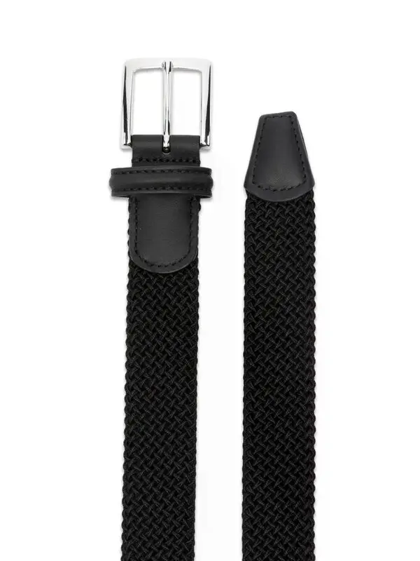 Kiton Braided Leather-trim Belt - Black