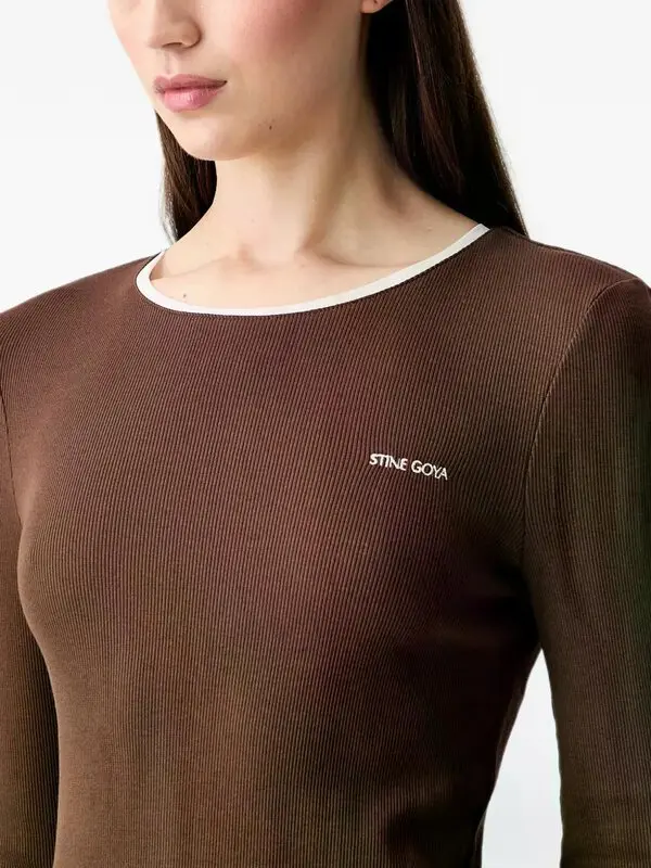 Stine Goya Ribbed Knit Long Sleeve Top