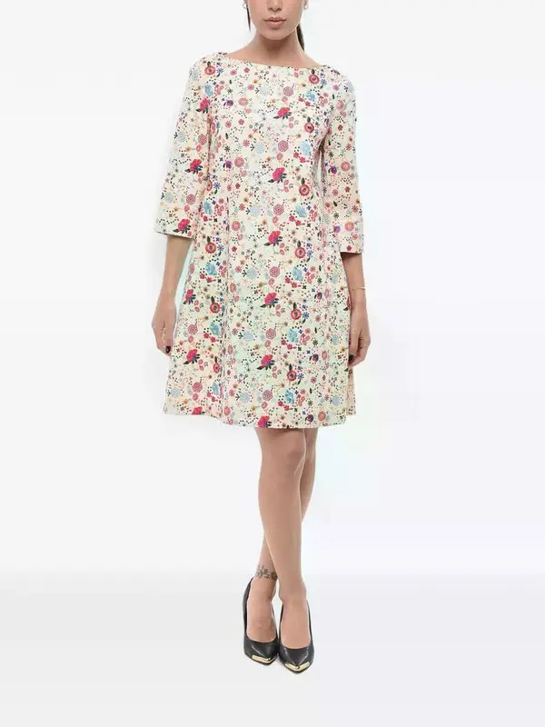INES DE LA FRESSANGE PARIS Embroidered Floral-print Mini Dress - Neutrals