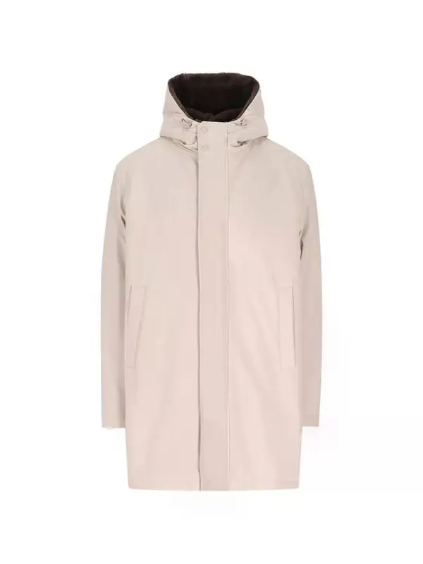 Herno Hooded Concealed-fastening Coat - Neutrals