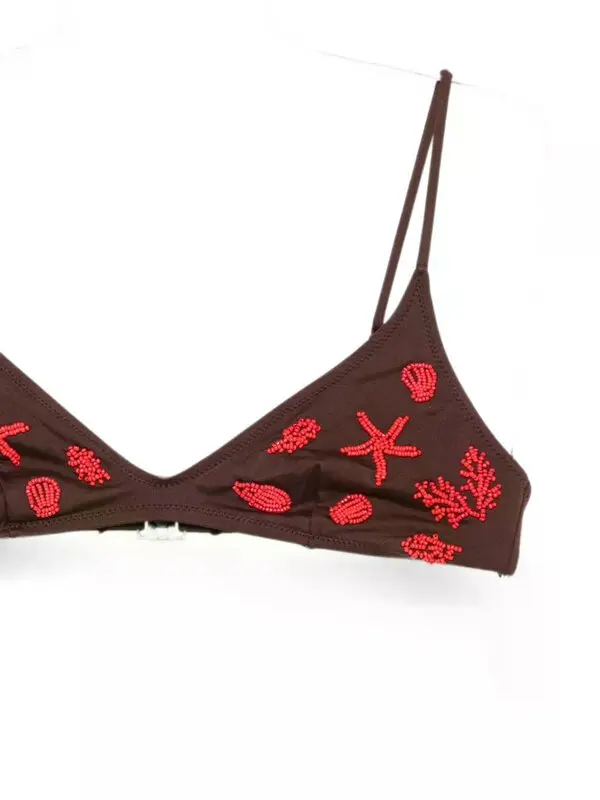 MC2 SAINT BARTH Paloma Bead-embellished Triangle Bikini Top