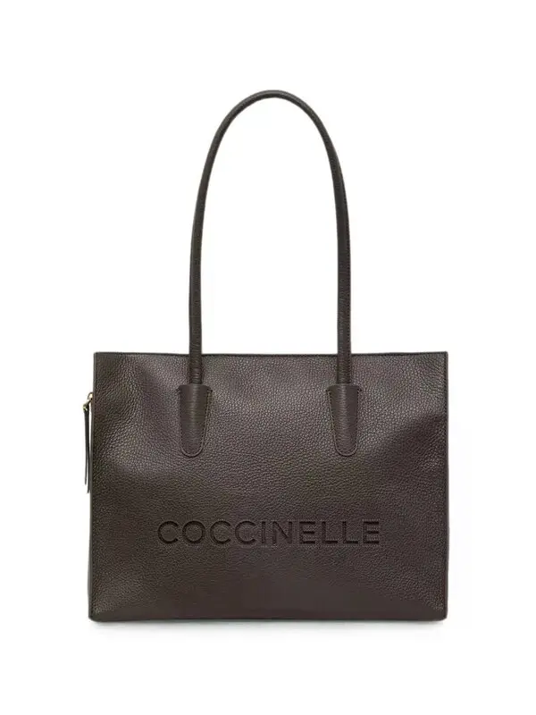 COCCINELLE Medium Myrtha26 Logo-embossed Tote Bag - Brown