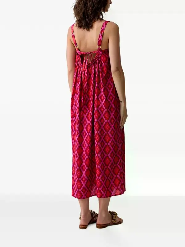 BENETTON Geometric-print Tie-back Maxi Dress - Pink