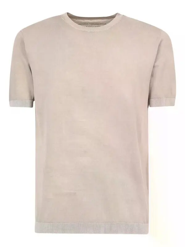 ORIGINAL VINTAGE Ribbed-hem T-shirt - Brown