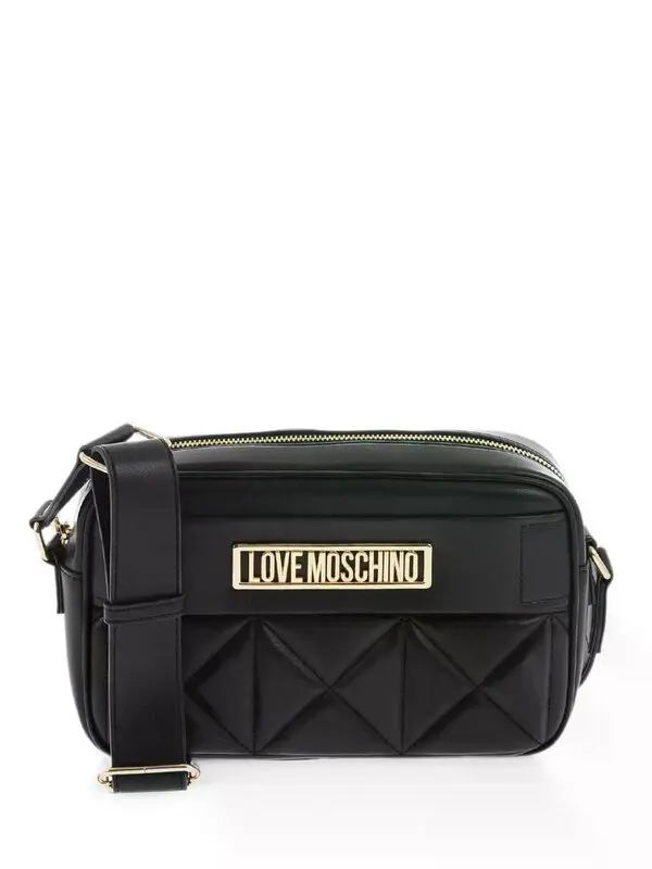 Moschino Quilted Logo-plaque Crossbody Bag - Black