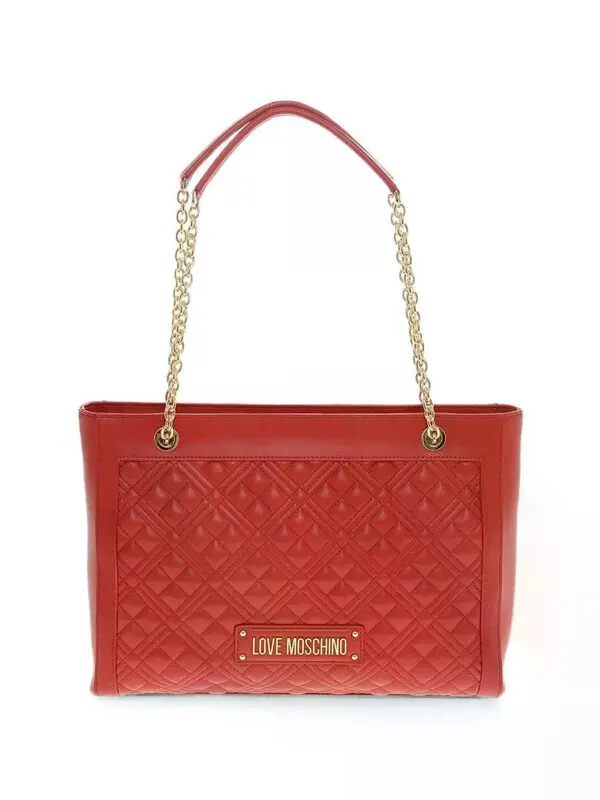 Moschino Quilted Logo-detail Shoulder Bag - Red