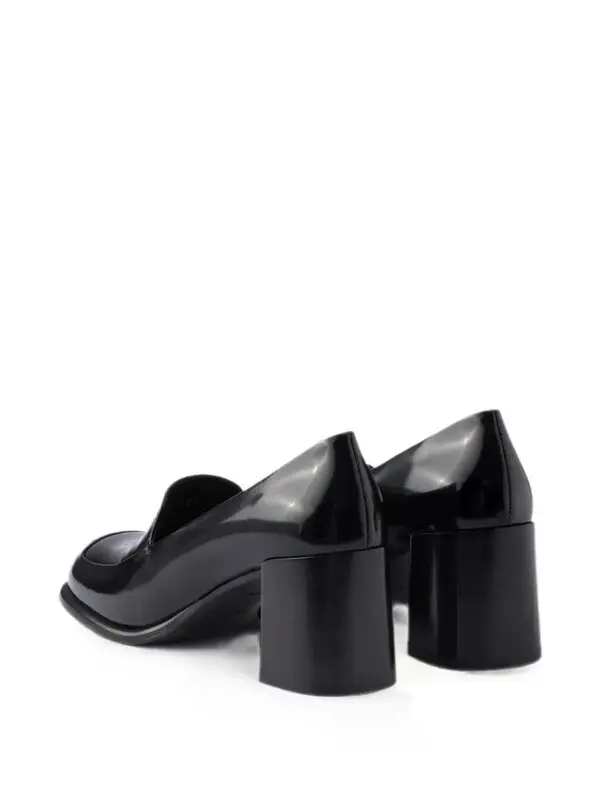 Prada Brushed Leather Loafers With Enamelled Triangle Logo
