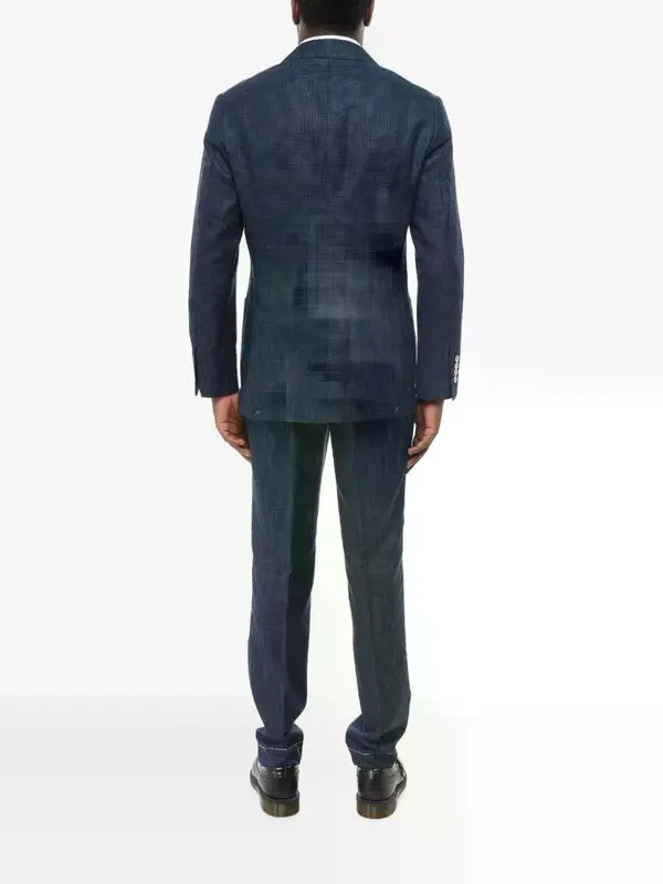 Brunello Cucinelli Double-breasted Houndstooth Suit - Blue