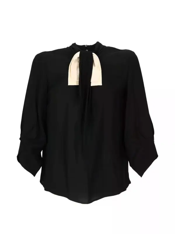 Elisabetta Franchi Bow-detail Three-quarter-sleeve Blouse - Black