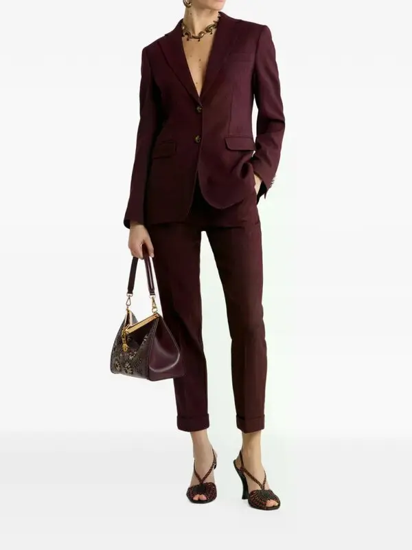Etro Cropped Wool Jacquard Trousers With Medallion Motif - Red