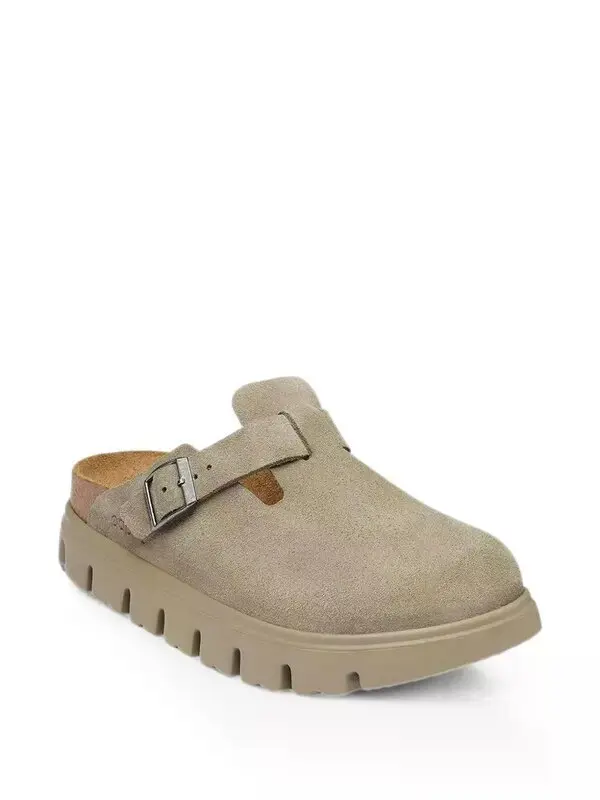 BIRKENSTOCK Boston Chunky Buckle Suede Mules - Neutrals