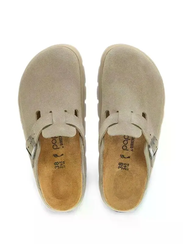 BIRKENSTOCK Boston Chunky Buckle Suede Mules