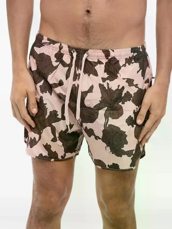 Neil Barrett Floral-print Drawstring Swim Shorts - Brown
