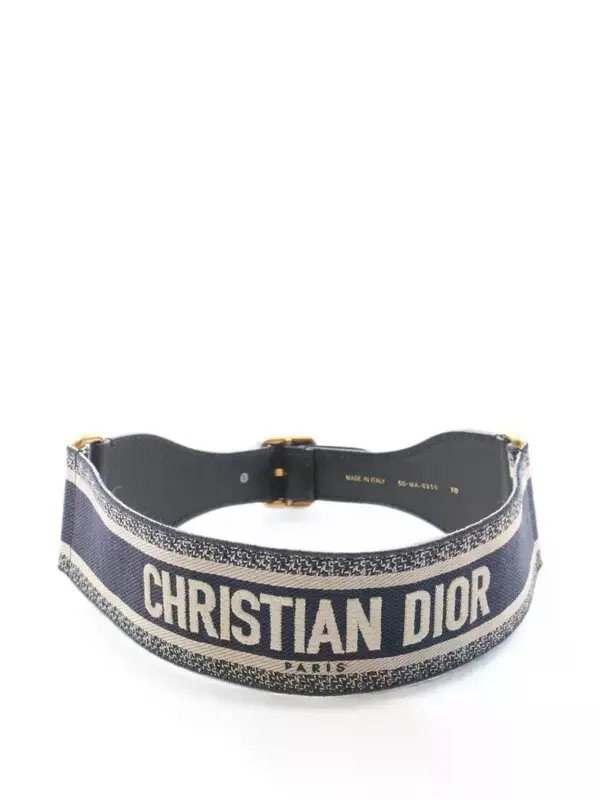 Dior 2010s Embroidered Canvas Belt - Blue