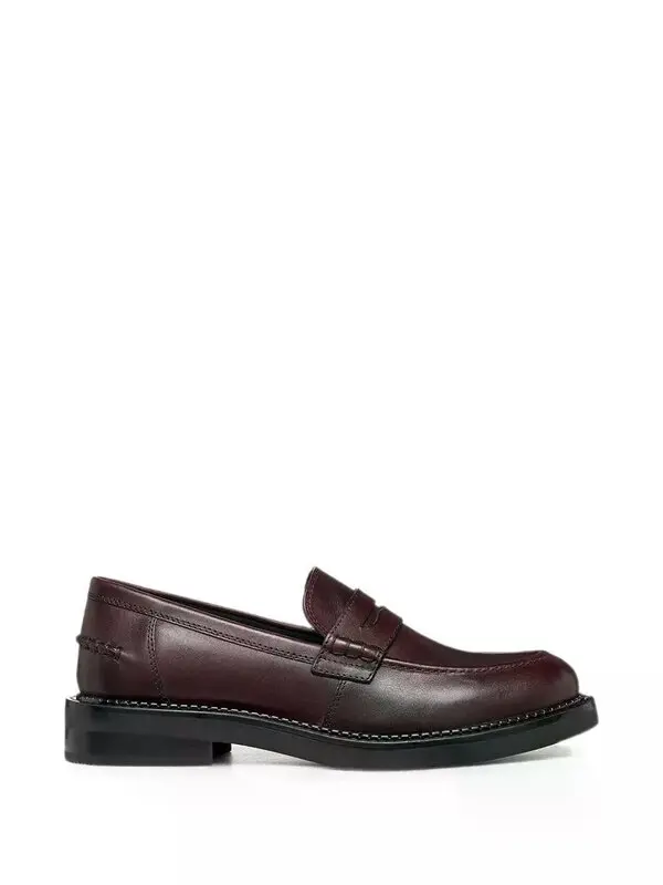 Geox Leather Penny Loafers - Red