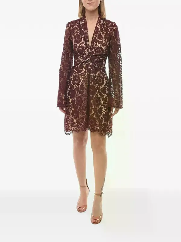 SUPER BLOND Twist-detail Lace Mini Dress - Red