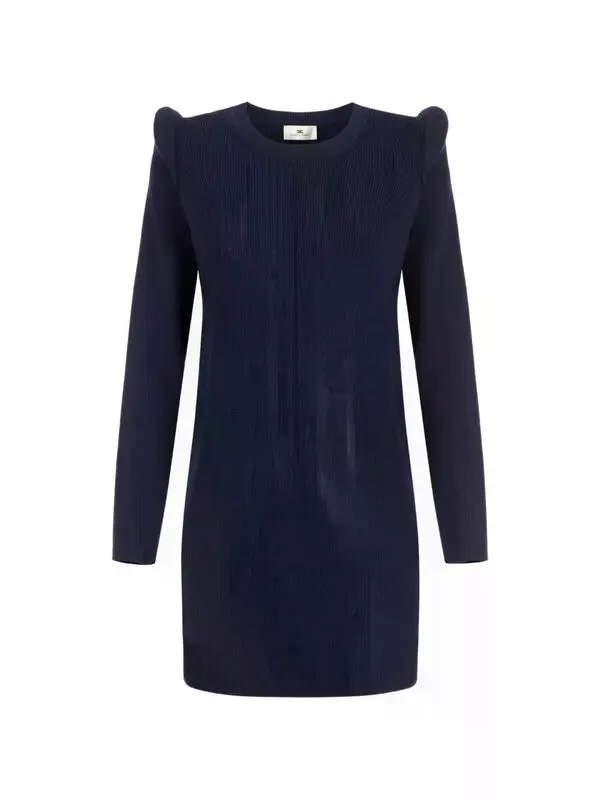 Elisabetta Franchi Mini Dress In Knit Fabric With 3d Details - Blue
